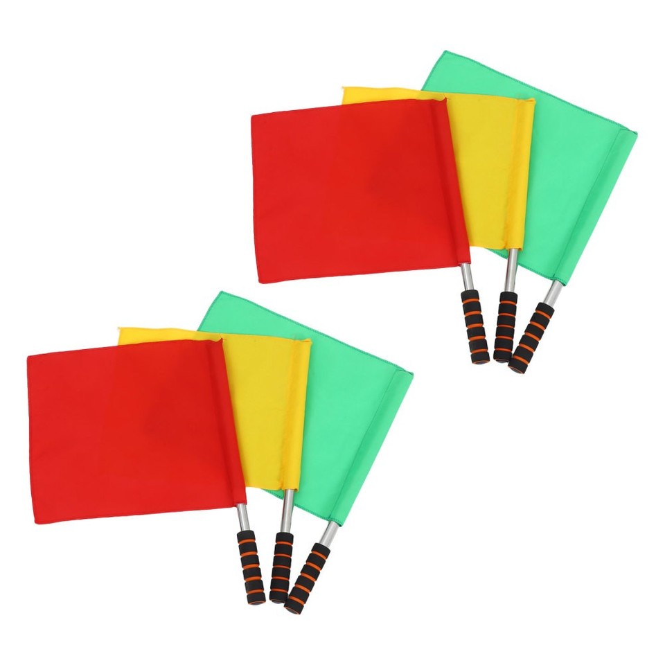 6 Pcs High Visibility Safety Flags Match Signal Referee Hand Football ...