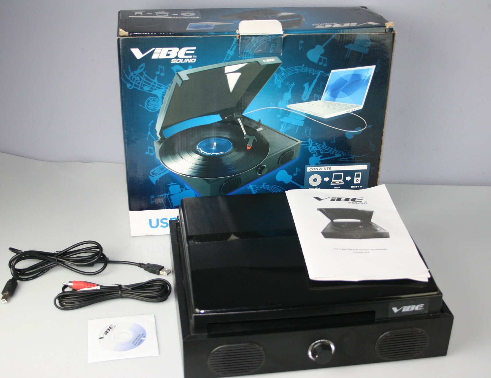 VIBE Sound VS-2002-SPK USB Turntable Built-in Speakers 754292136915| eBay
