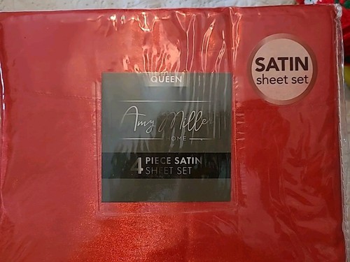 AMY MILLER HOME 4 Piece Satin Sheet Set-Queen | eBay