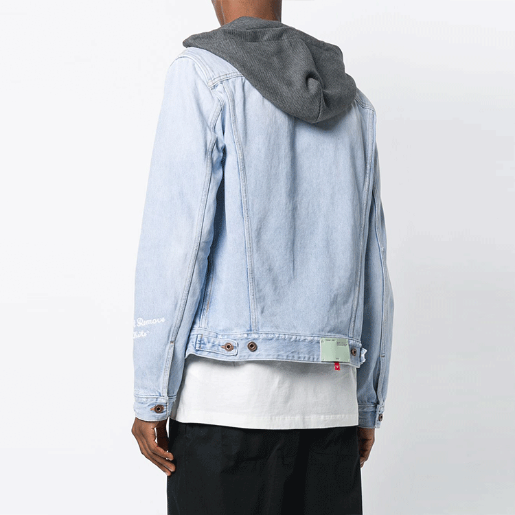 Off-White SS19 Illusion Layered Button-Up Hooded Denim Jacket | eBay