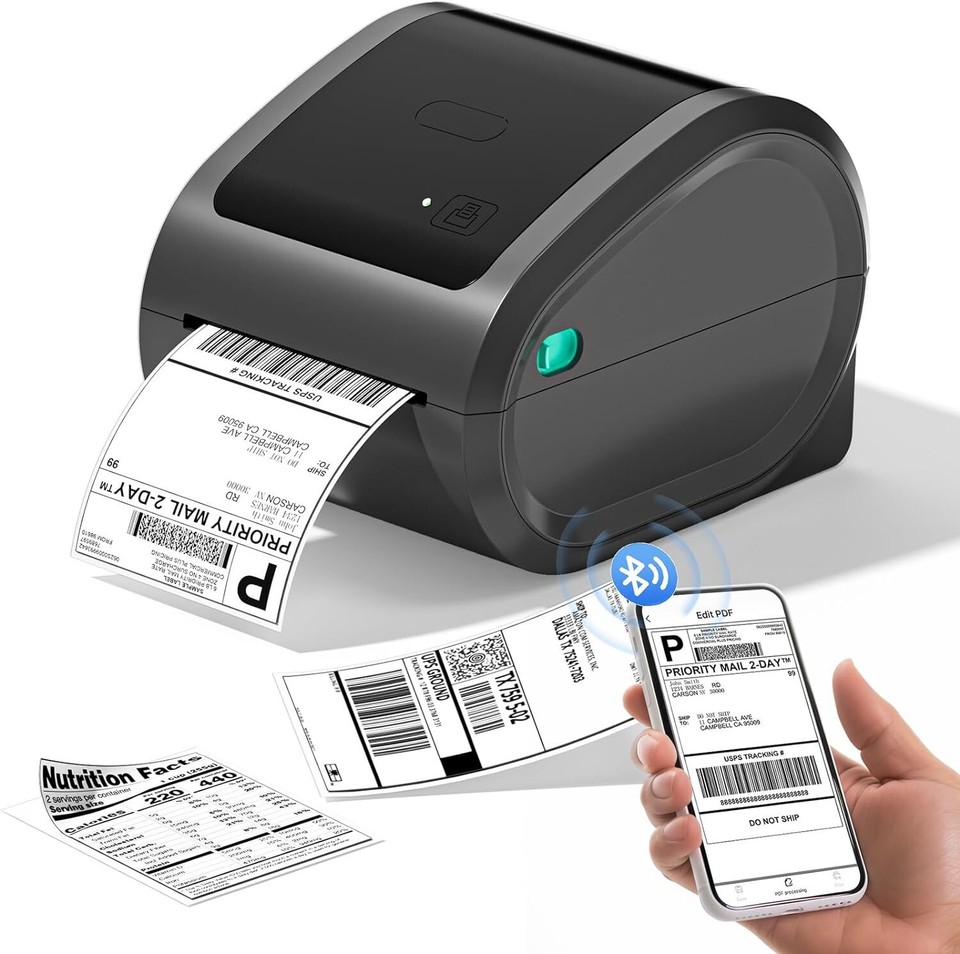 Bluetooth Thermal Label Printer 4x6 Shipping Desktop Wireless Label ...