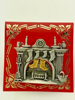 Signed JJ Jonette Vintage Christmas Pin Santa in Chimney Movable Legs ...