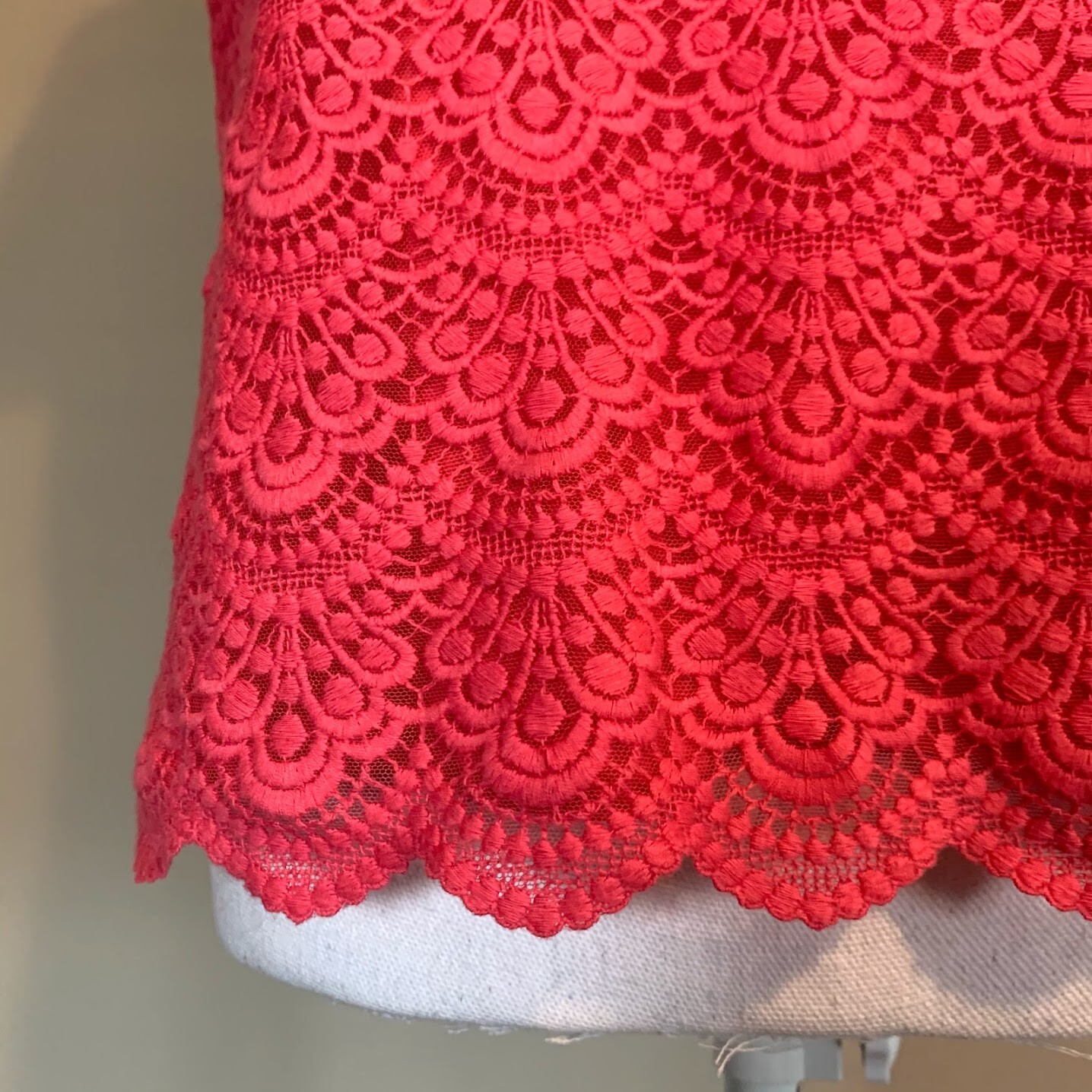 Talbots Coral Pink Crochet Lace Overlay Blouse Top Sc… - Gem