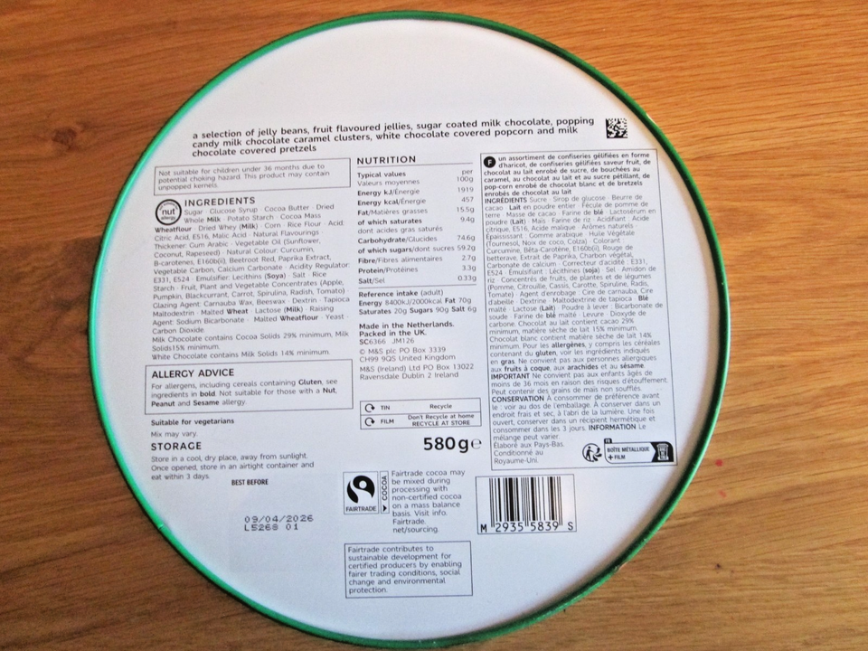 EMPTY M&S Collectible Tin The Original Very Jelly Munch Christmas Elf ...