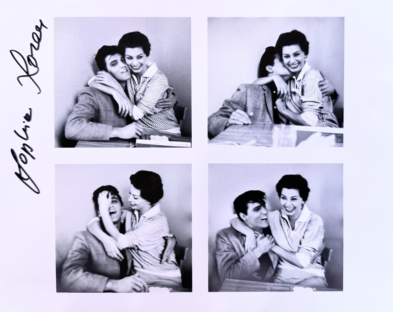 SOPHIA LOREN HAND SIGNED 8X10 WITH ELVIS PRESLEY ON LAP YOUNG ITALIAN ...