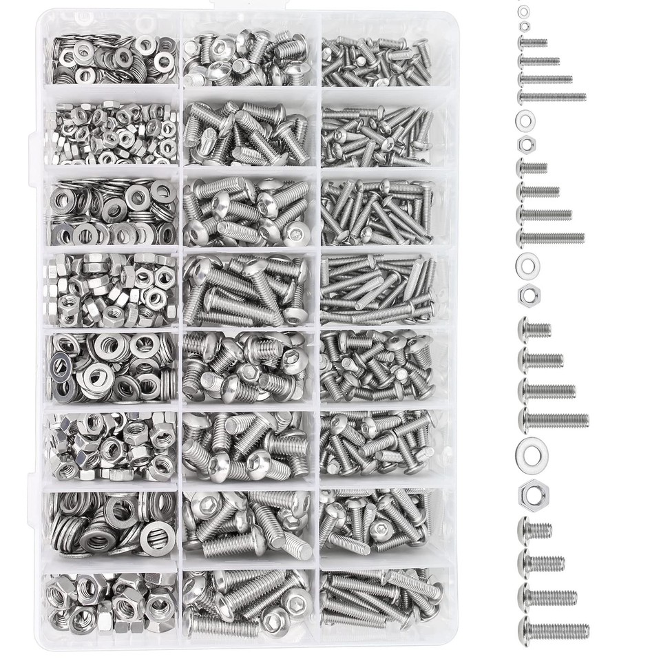 810 Pieces M3 M4 M5 M6 304 Stainless Steel Button Head Socket Cap ...