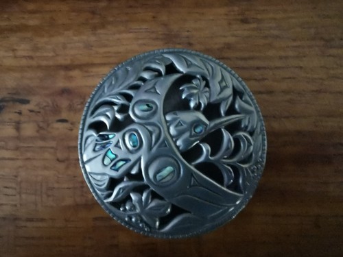 Highly Decorative Hand Made Pewter Trinket Box. Bird Hummingbird Crow ...