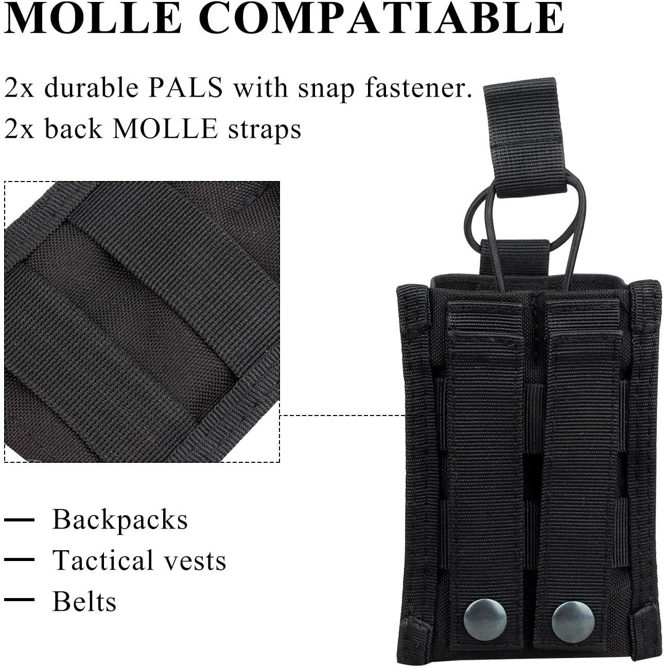 Molle Rifle Magazine Pouch & 4 Rounds 12GA Elastic Shotgun Shell Holder ...