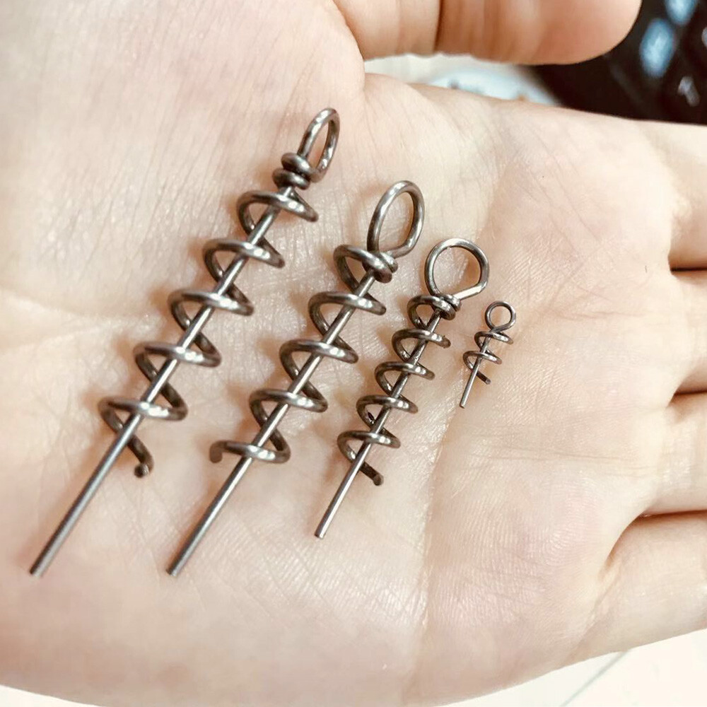 Soft Lure Spring Twist Lock Fishing Hook Centering Pin Bait Lure Screw ...