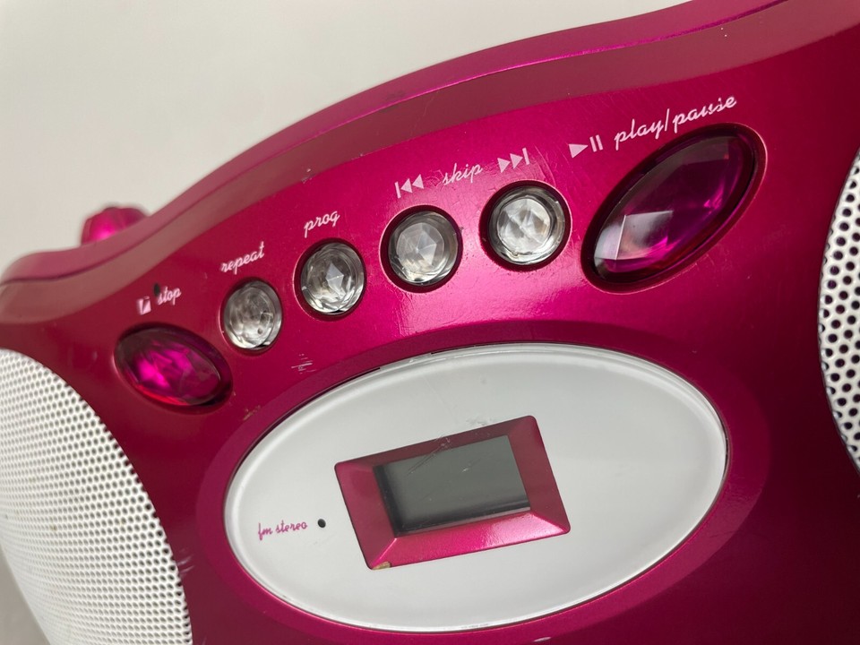 Nextplay Hot Pink Glitz & Glitter AM/FM Cd BOOMBOX NP400GB Works ...