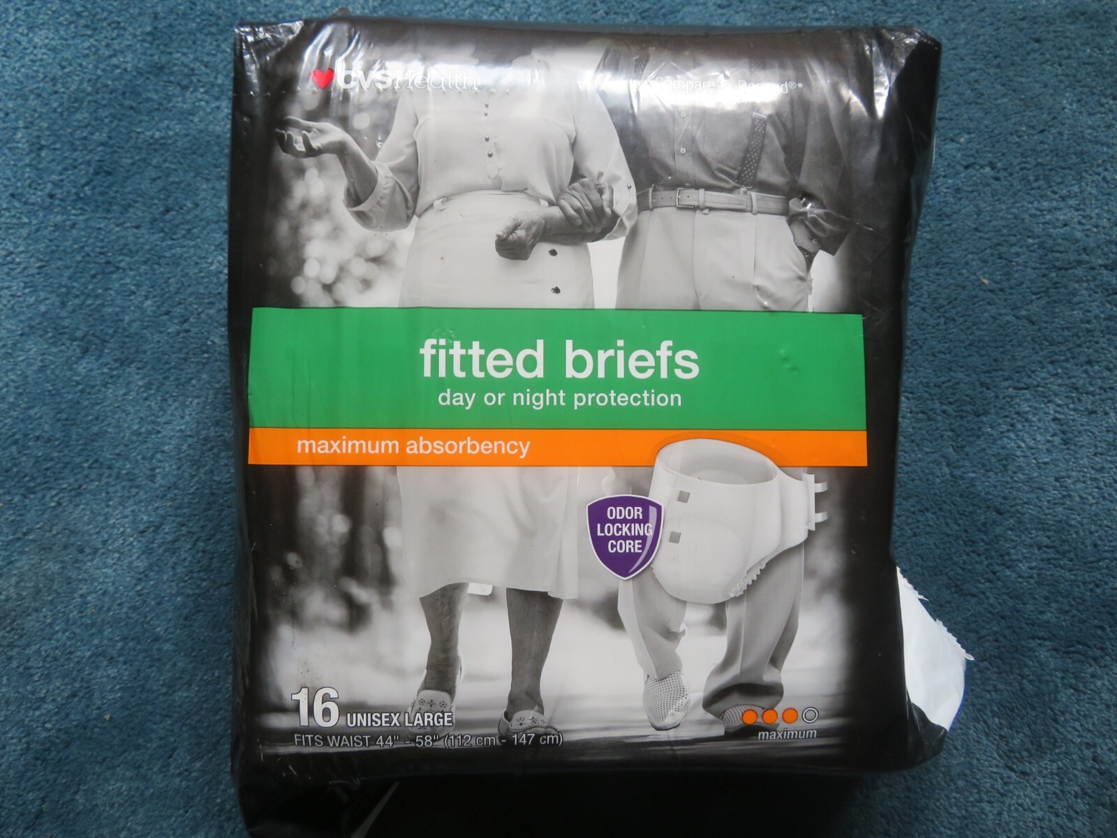 2 Packs CVS Fitted Briefs Maximum Absorbency Unisex Large Waist 44"-58 ...