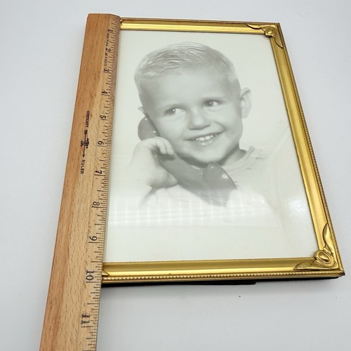 Vintage Ornate Danish Brass Bat Pattern Corners Picture Photo Frame ...