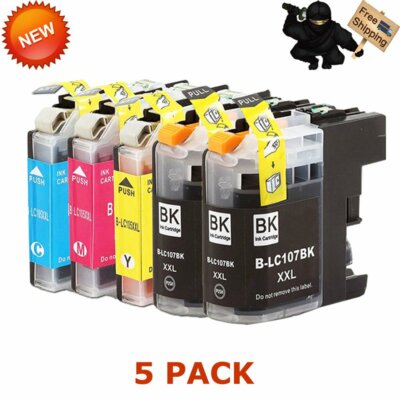 5 PK US For Brother LC107 BK LC105 XXL Ink Cartridge MFC-J4710DW MFC ...