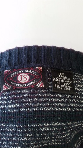 Jeremy Slade Vintage Men Crewneck Pullover Sweater Navy Maroon Plus ...