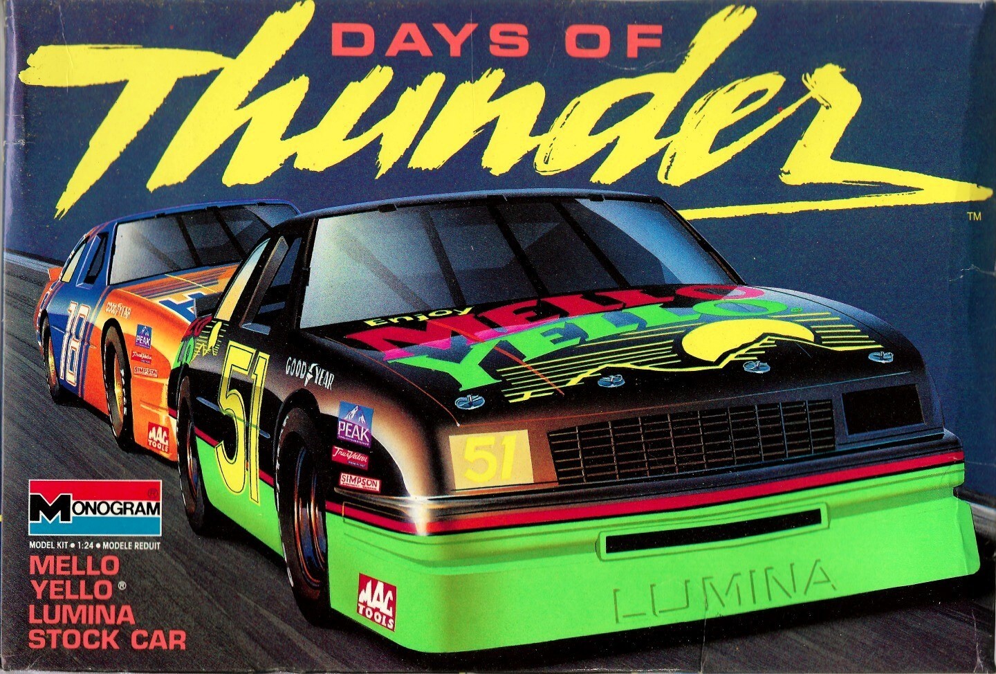 MONOGRAM DAYS OF THUNDER #51 MELLO YELLO LUMINA VTG 1990 MODEL KIT 1:24 ...