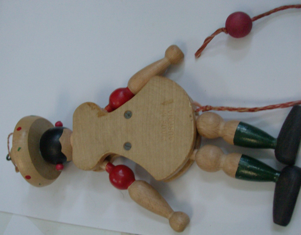 Colorful Vintage Jointed Wood Pull String Puppet - Made in Austria | eBay