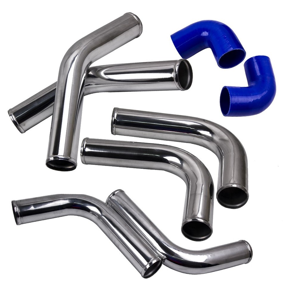 2.5" Inch Universal Aluminum Intercooler Turbo Pipe Kit + Silicone Hose ...
