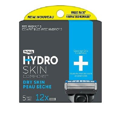 Schick Hydro 5 Blade Razor Refills, Comfort Dry Skin, 12 Cartridges ...