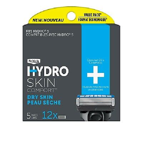 Schick Hydro 5 Blade Razor Refills, Comfort Dry Skin, 12 Cartridges ...