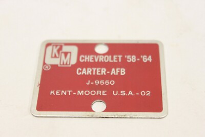 NOS 1958-64 Chevrolet carter AFB Gauge Tool Set Kent Moore J-9550 TAG ...