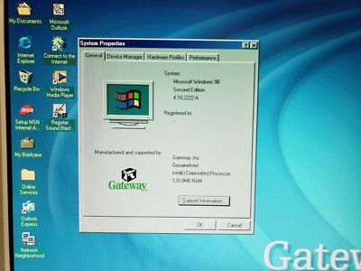 Vintage Gateway Essential 400 Desktop PC 400MHz 128MB 10GB OEM Win98 ...