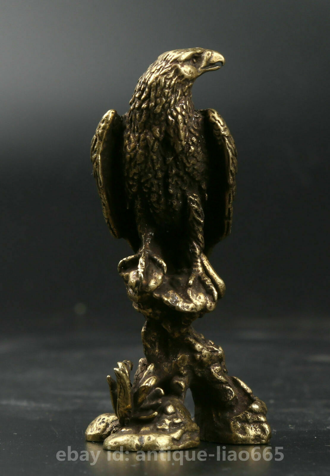 66MM Small Curio Chinese Bronze Animal Black-eared Kite Hawk Eagle ...