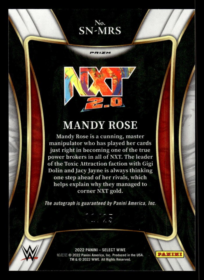 Mandy Rose 2022 Panini Select WWE #SN-MRS Signature Selections Tie-Dye ...