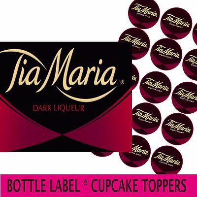 Tia Maria liquor bottle label icing cake & cupcake toppers - can be ...