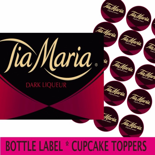 Tia Maria liquor bottle label icing cake & cupcake toppers - can be ...
