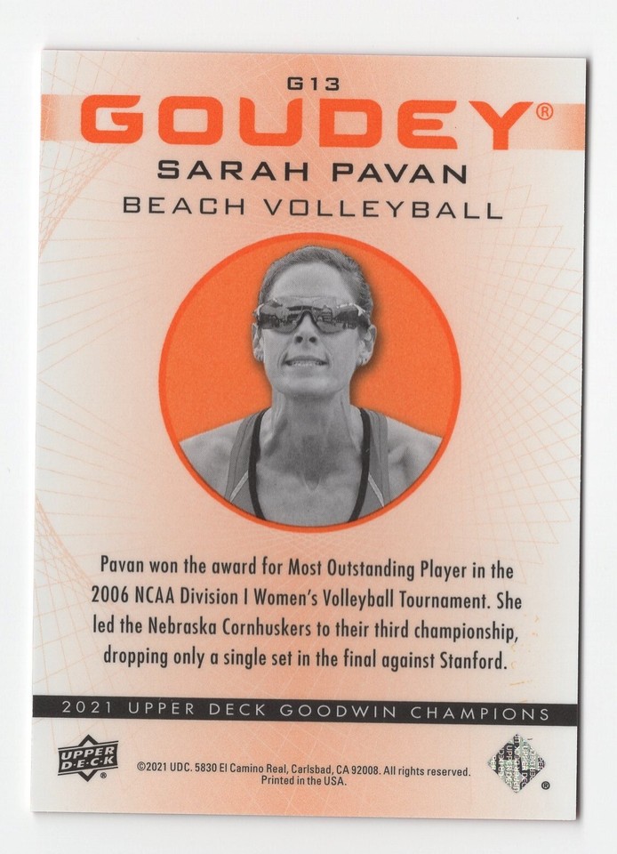 2021 UD Goodwin Champions Goudey Platinum Orange Prism G13 SARAH PAVAN ...
