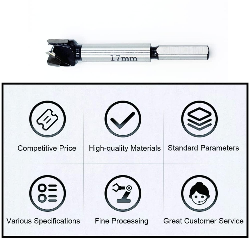 Forstner Drill Bits 17mm (11/16 inch) Tungsten Carbide Wood Hole Saw ...