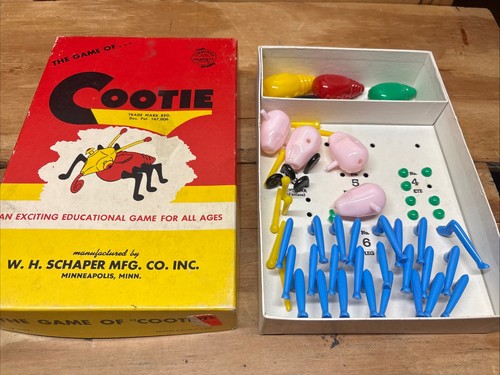 Vintage 1949 The Game of Cootie with All Original Pieces Box Schaper ...