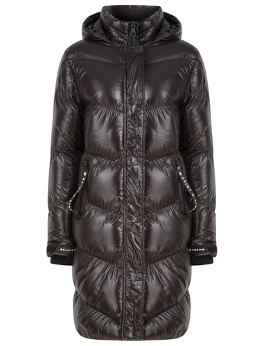 Women's Saint & Sinner Long Black Puffer Coat Hooded Winter Jacket Size ...