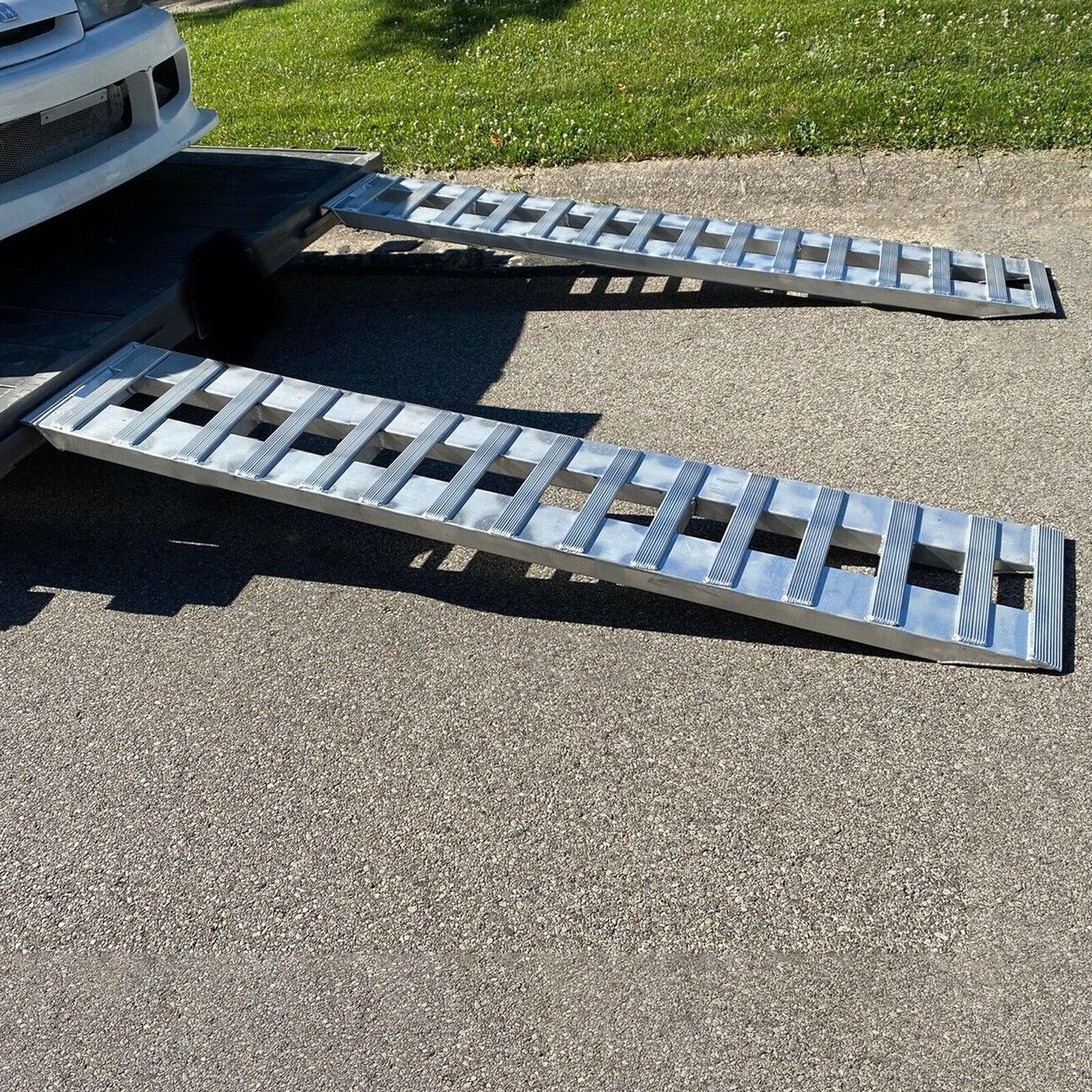80" X 15" Aluminum 6000 LBS Truck Car Auto Trailer Ramps Hook end knife ...