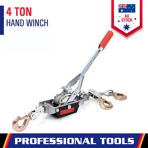 4Ton Manual Hand Winch Puller Power Hoist Tool 3 Hooks 4x4 UTE Car ...