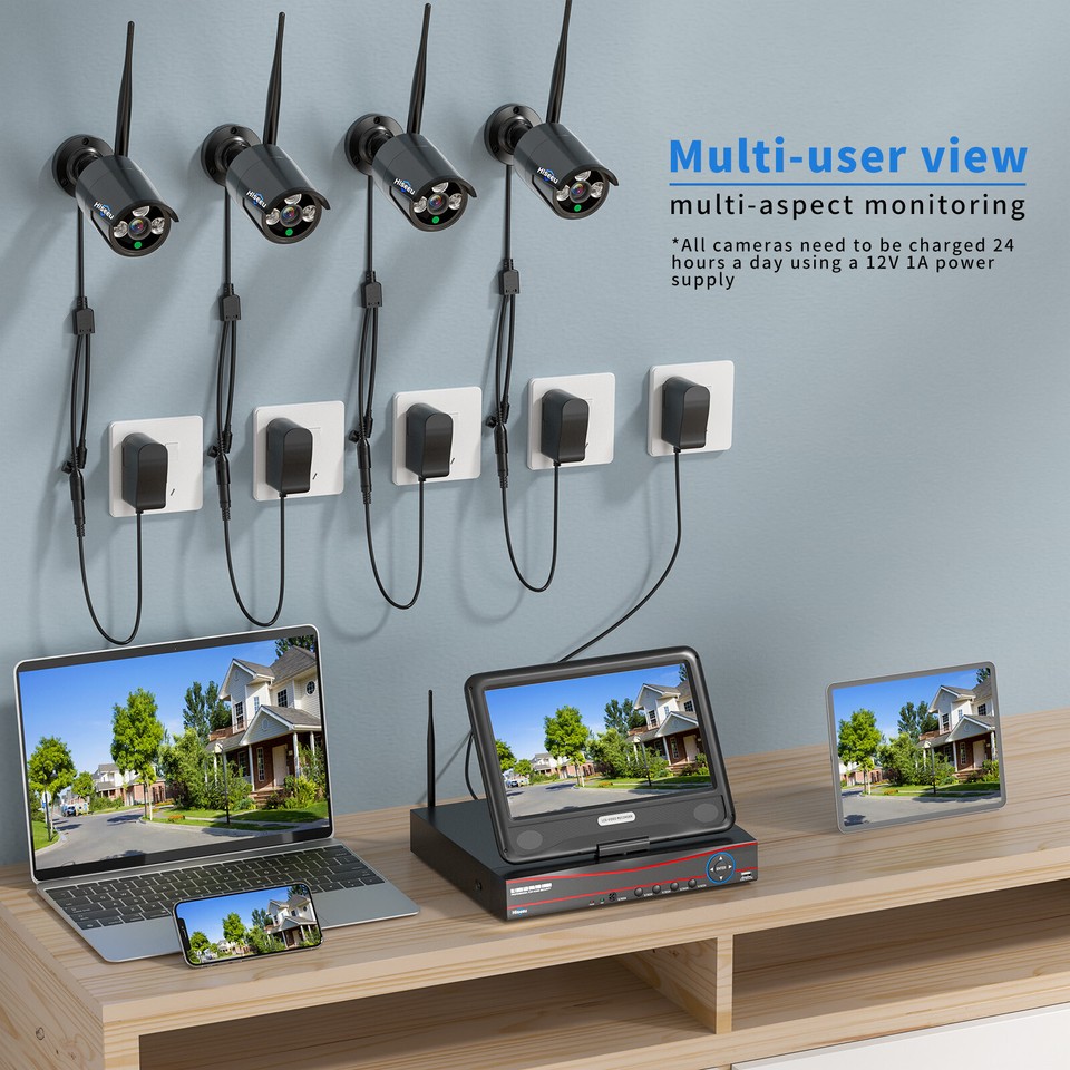 Hiseeu 5MP 10inch Monitor 10Ch NVR 5G WiFi Security Camera System 1/3TB ...