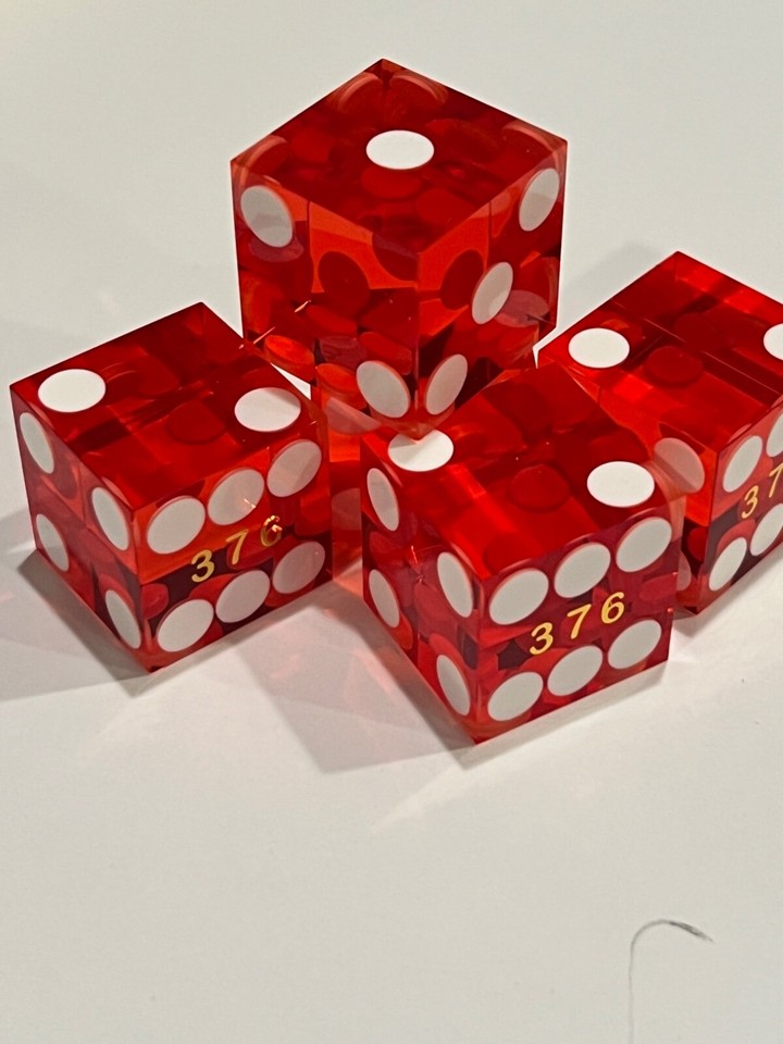 CASINO DICE 19MM BRAND NEW SEET OF 5 DICE RED COLOR GLOSSY FINISH SHIPS ...