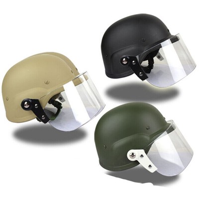 Tactical Hunting ABS M88 Helmet w/ Rail Flip Up Riot Transparent Face ...