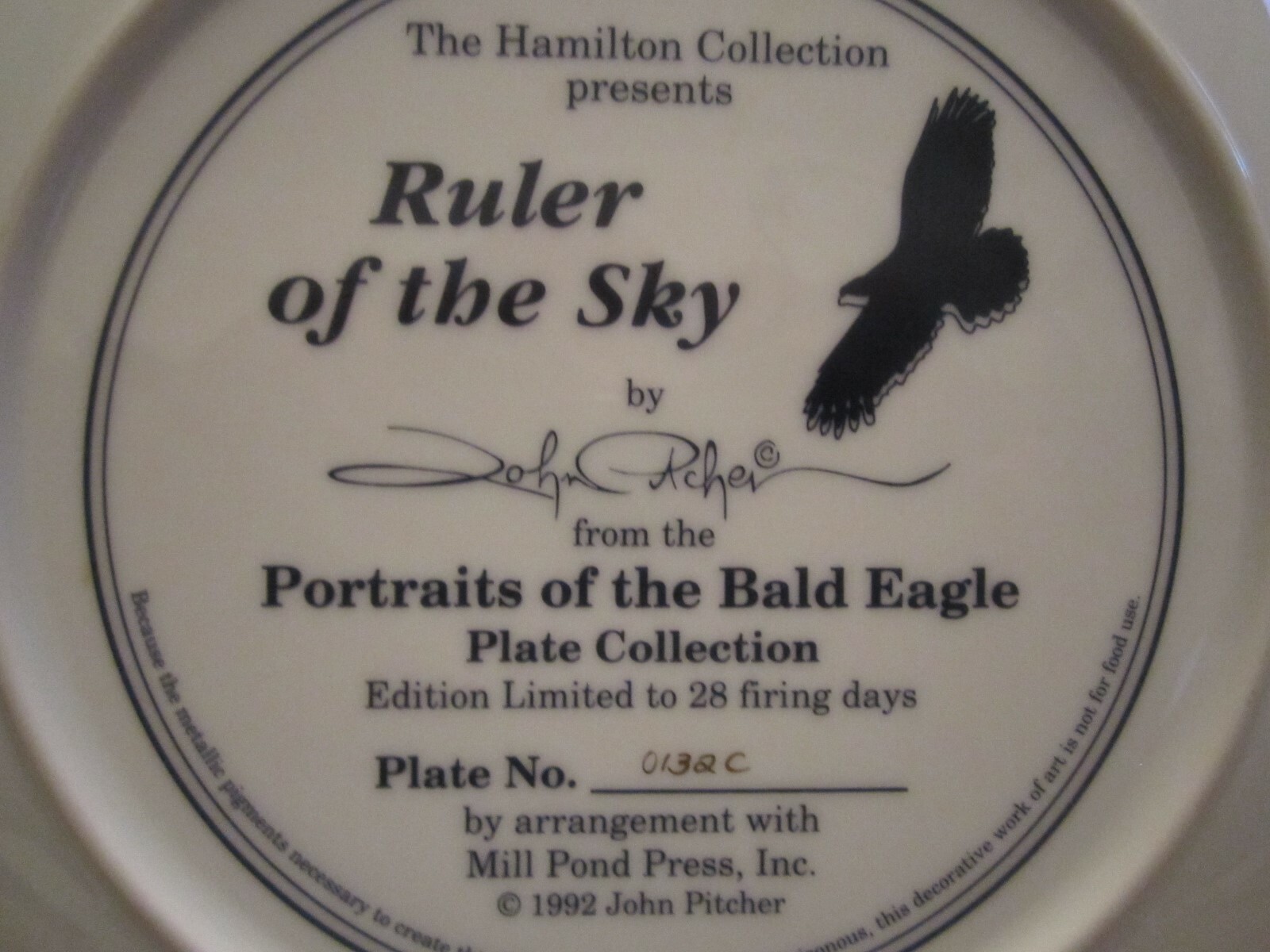 RULER OF THE SKY collector plate BALD EAGLE John Pitcher HAMILTON ...