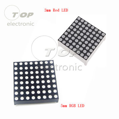 8x8 3/5mm Dot Matrix Display Red/Full Colour RGB LED Display Common ...