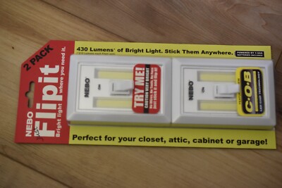 2 Nebo 6523 Flipit 215 Lumen COB LED Universal Mount Light Switch Stlye ...