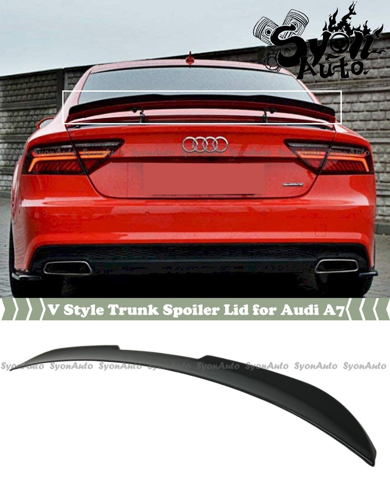 FITS 12-2018 AUDI A7 S7 RS7 V STYLE GLOSS BLACK REAR TRUNK SPOILER ...