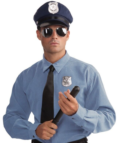 POLICE OFFICERS KIT Hat Badge Sunglasses Billy Club Cop Cap Adult ...