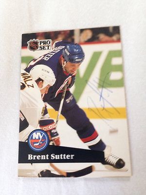 Brent Sutter VINTAGE NY ISLANDERS AUTOGRAPHED ON CARD 1991 ProSet Card ...