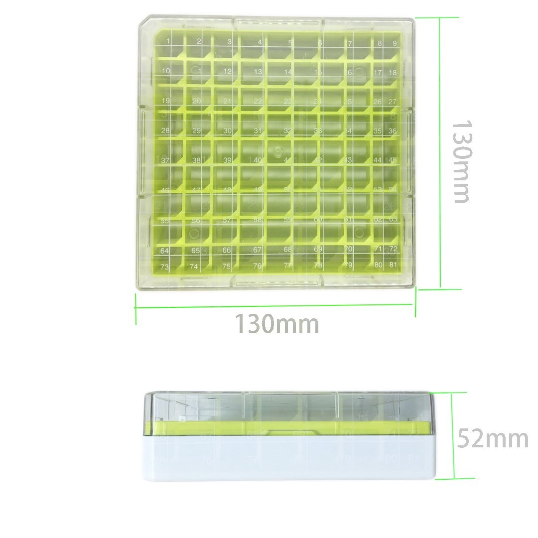 Polycarbonate CryoBox Vial Rack，9 x 9 Array, 81 Place (Blue/Green/Red ...
