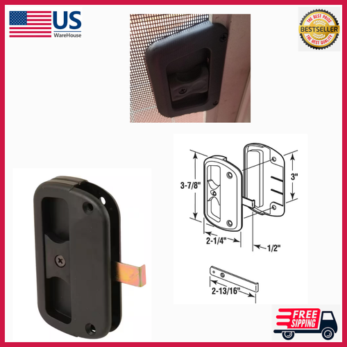 Sliding Screen Door Latch and Pull with Screws, Black Plastic | eBay
