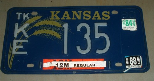 1980 with 84,88 sticker Kansas License Plate KE 135 Kearny County Truck ...