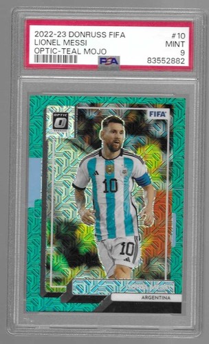 LIONEL MESSI 2022-23 PANINI DONRUSS OPTIC FIFA TEAL MOJO CARD #10 /49 ...