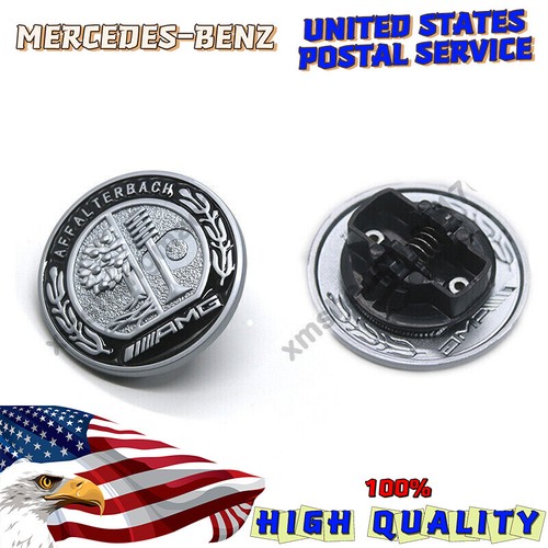 AMG Mercedes Front Hood Emblem Affalterbach Black Apple Badge 57mm A B ...