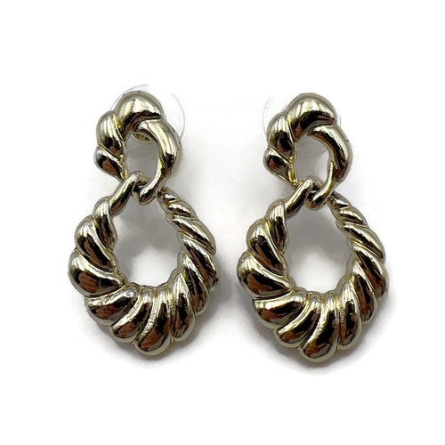Vintage Silver Tone Light Gold Wash Door Knocker Post Fashion Earrings ...